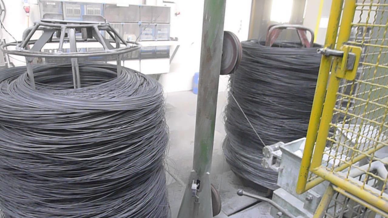 Breitenbach 12 die medium wire drawing line for high carbon wire - YouTube