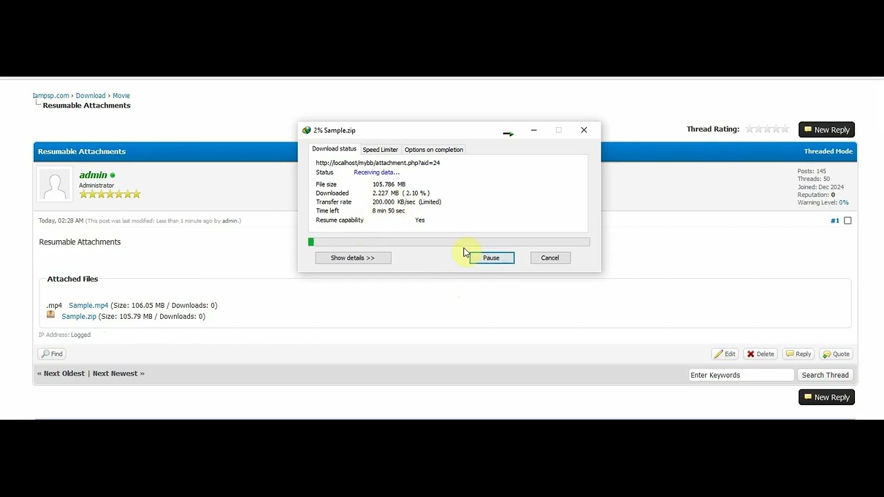 Mybb Resumable Attachments Plugin - YouTube