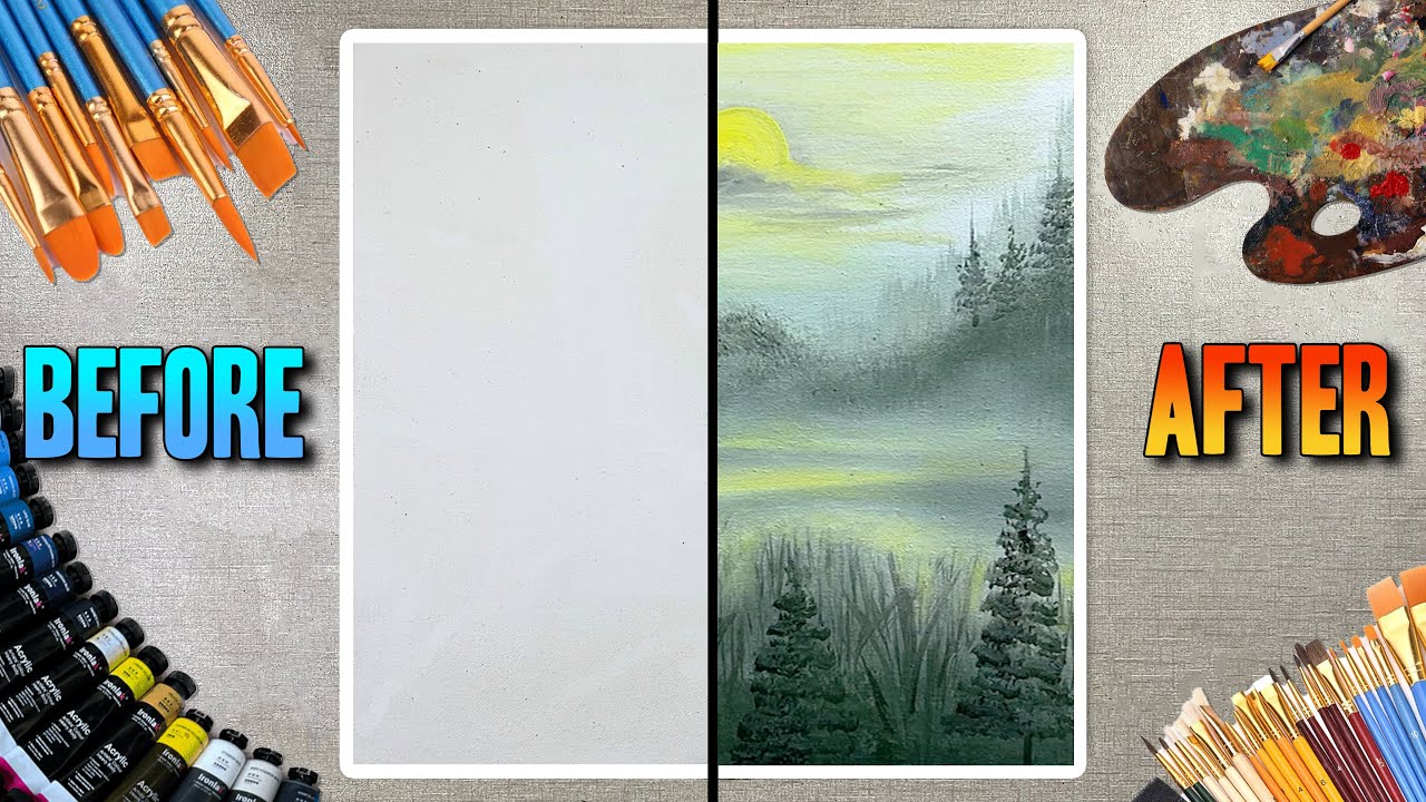How to draw a painting | Sunshine's Acrylic Painting on Canvas Panel ...
