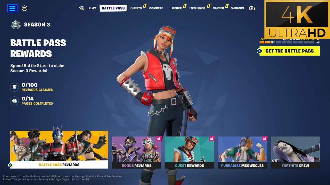 Fortnite Season 3 Chapter 4 | All Rewards Battle Pass (Full Showcase ...