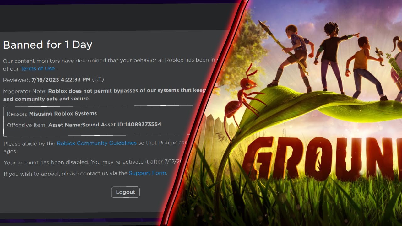 Playing Grounded because I got banned of Roblox for 1 Day (Cringe ...