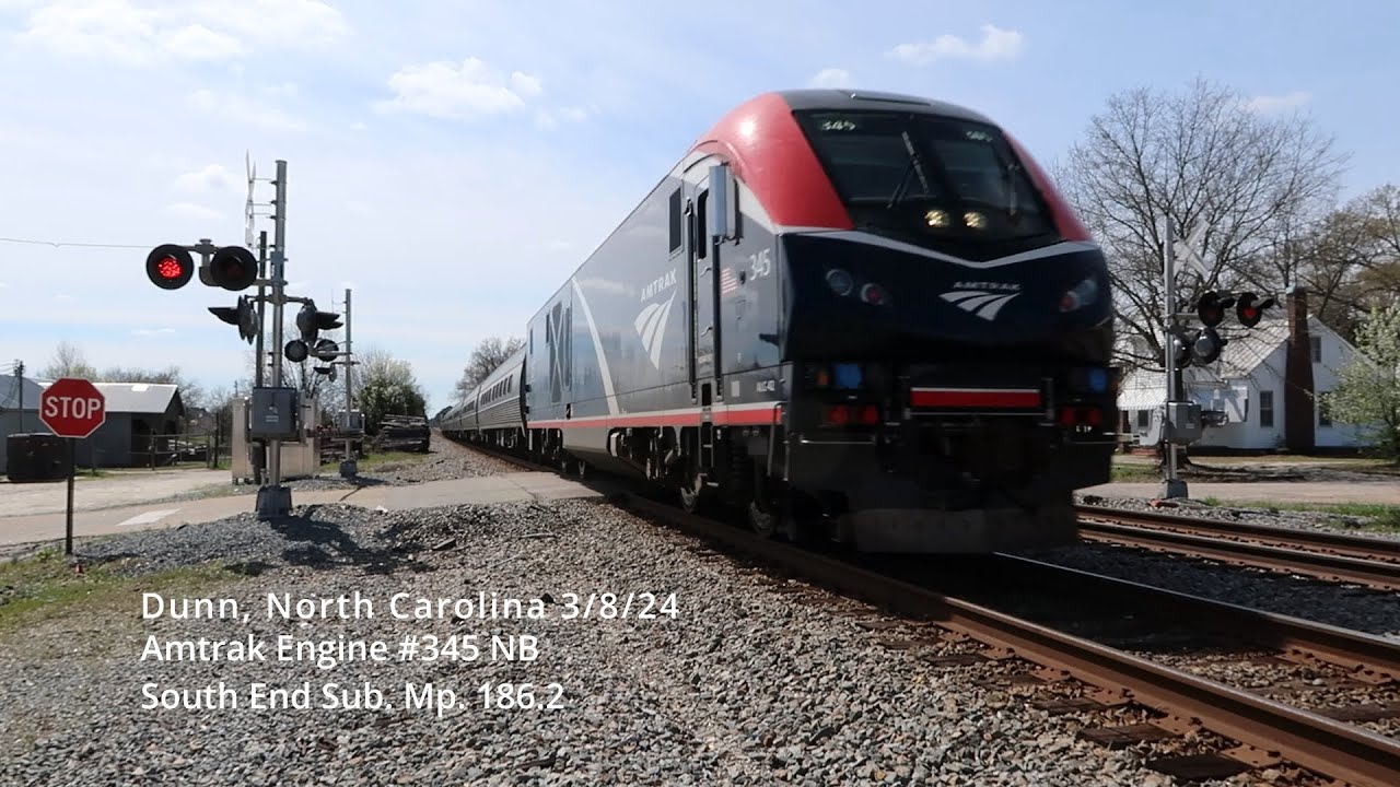 Amtrak Engines #345 NB Dunn, North Carolina 3/8/24 - YouTube