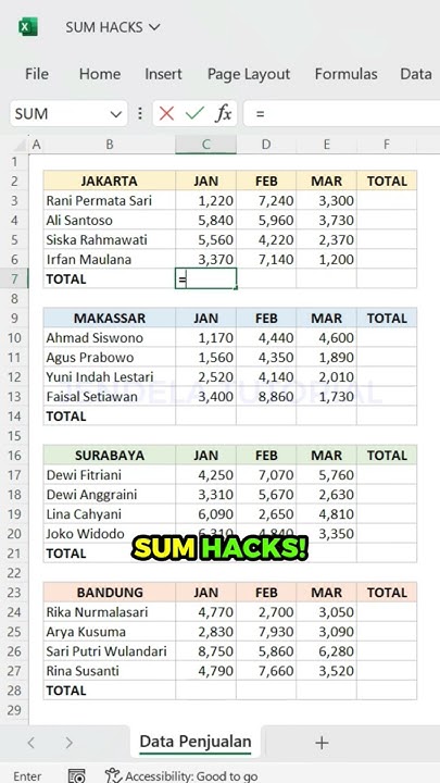 Sum Hacks‼️ Belajarexcel Exceltips Excelhacks Exceltutorial Excel Microsoft Youtube