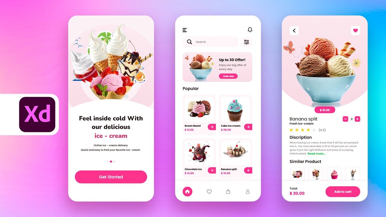 Adobe XD Tutorial - App Ui Design | Learn Adobe XD Free Course - YouTube