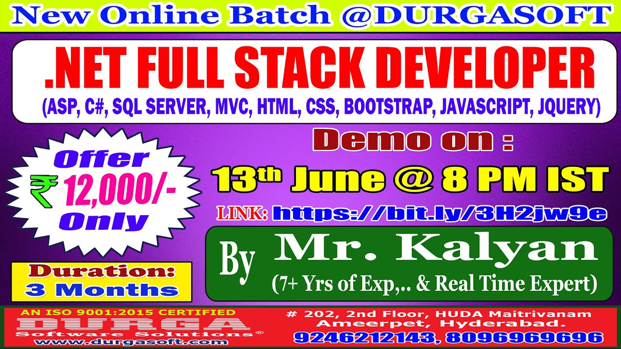 .NET FULL STACK DEVELOPER Online Training @ DURGASOFT - YouTube