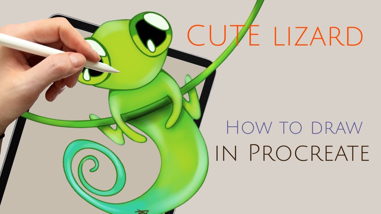 How to draw a sticker | Cute lizard on ipad | Procreate - YouTube