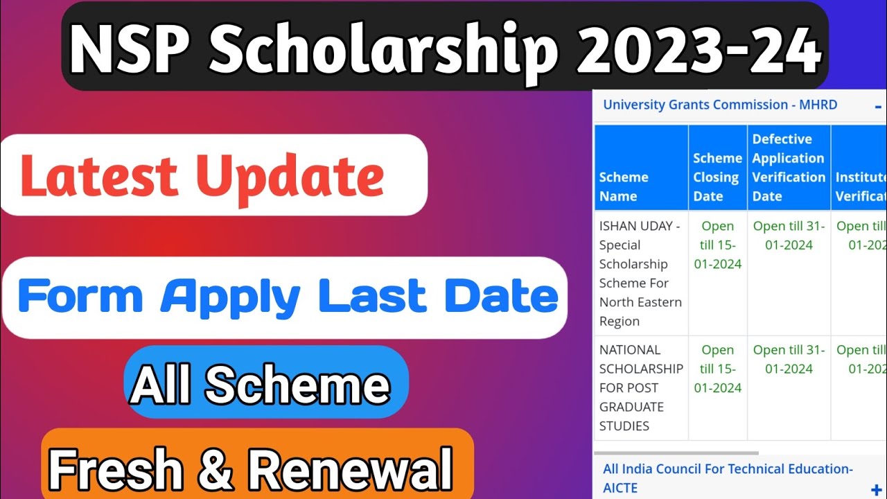 NSP Scholarship Last Date All schemes | NSP Form Apply Last Date | NSP ...