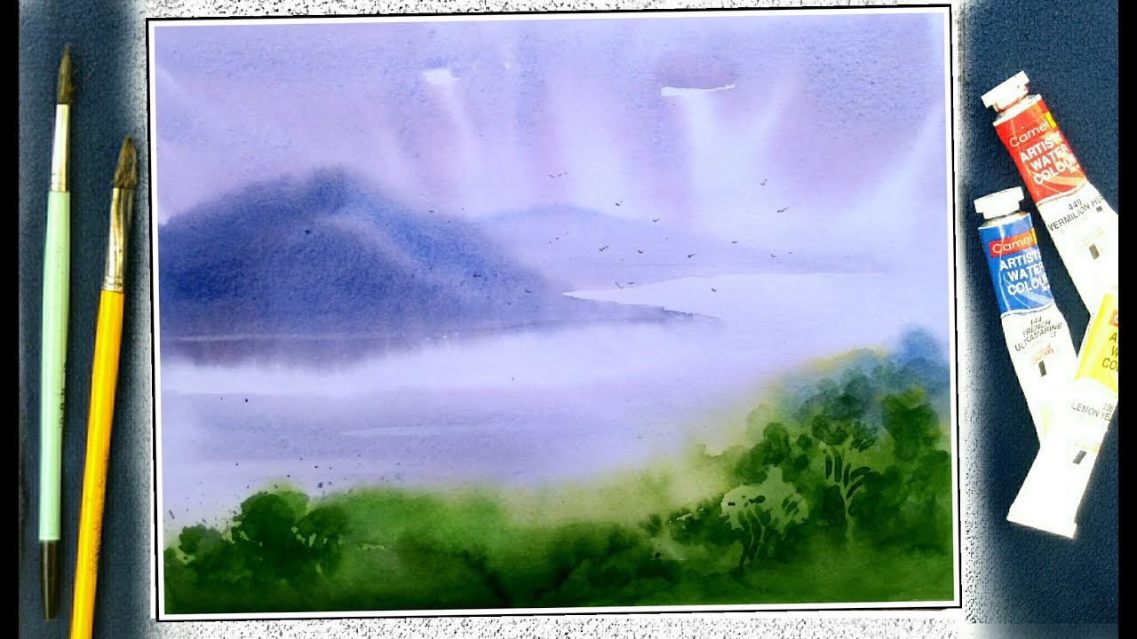 simple landscape: How to paint a very simple landscape in watercolor ...