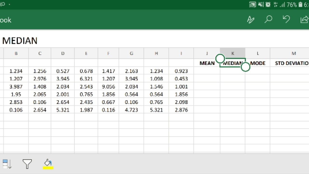 EXCEL 01 How To Get MEAN MEDIAN MODE And STD DEVIATION In EXCEL excel-01-how-to-get-mean-median-mode-and-std-deviation-in-excel