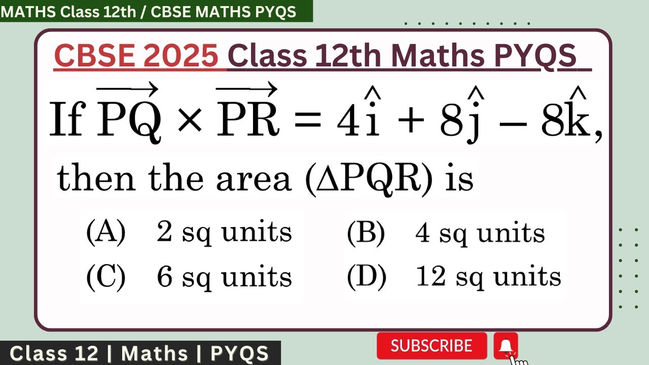 If PQ vector cross PR vector =4i+8j-8k, then area of triangle PQR is ...
