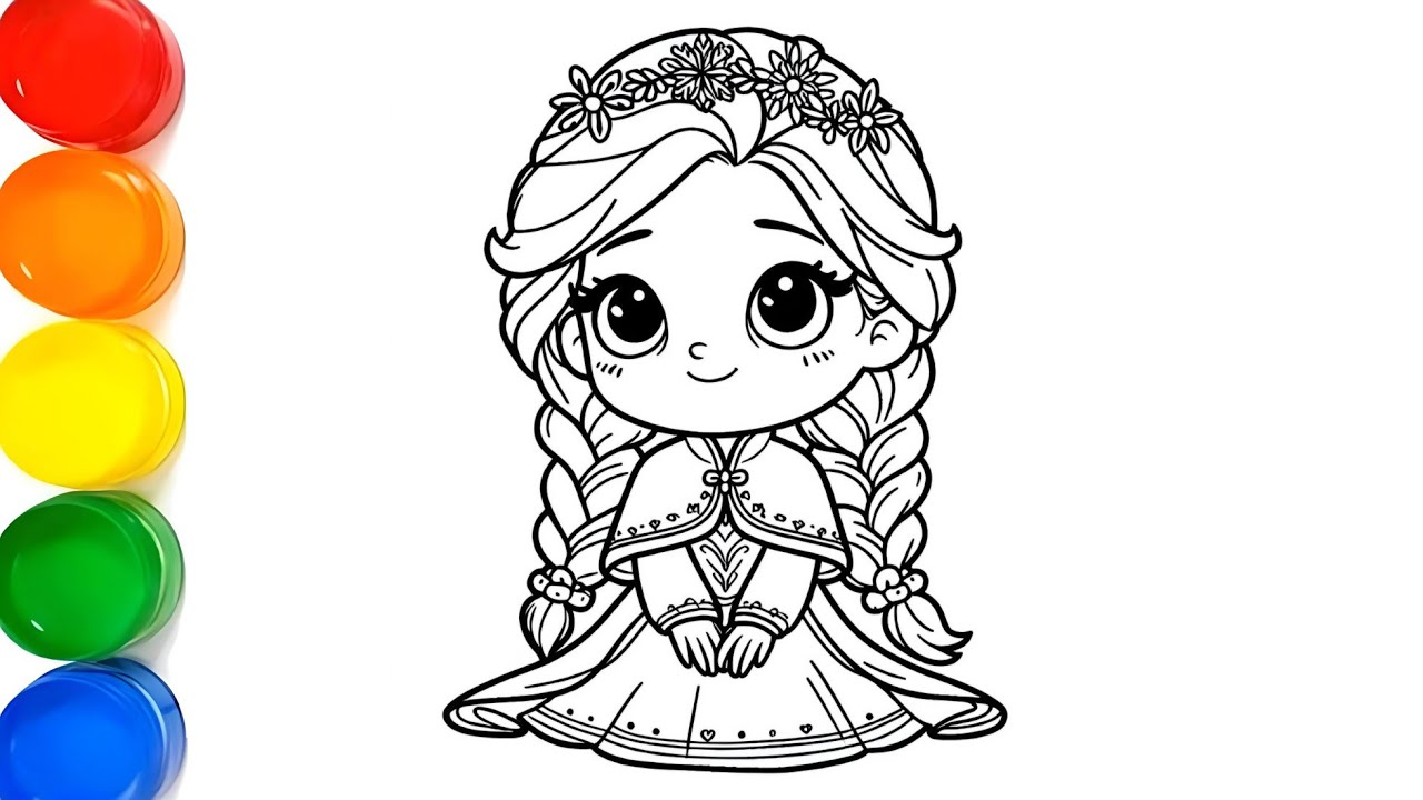 How to Coloring Baby Princess Step by Step Easy, Disney Princess ...