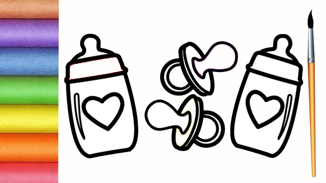 How to draw baby Bottles easy for kids and toddlers | Learn to draw for ...