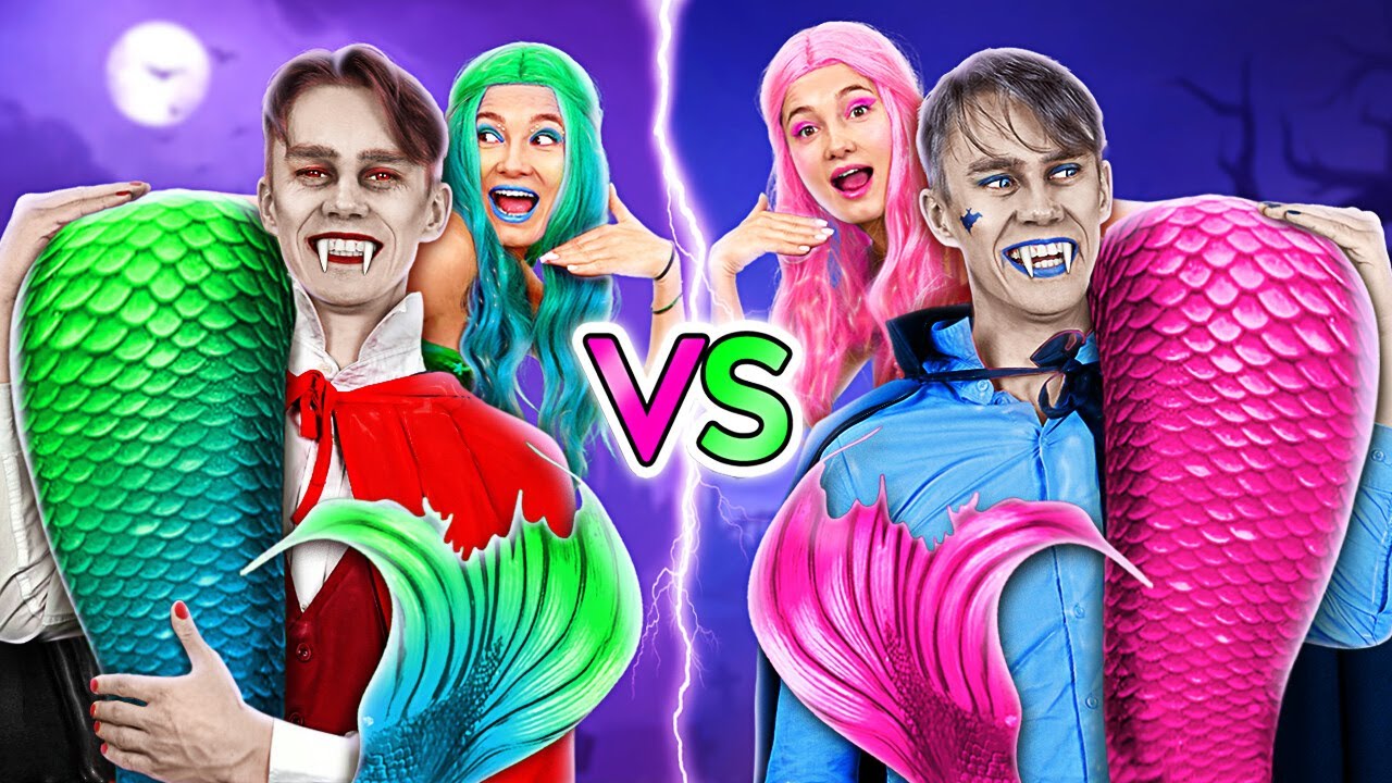 Vampire vs Mermaid One Color Challenge! Funny Relatable Situations ...