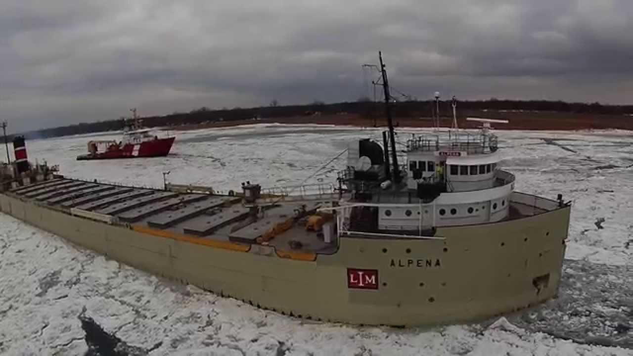 River and Freighters 1/18/15 Harsens Aerial Ice "Report" Great Lakes ...