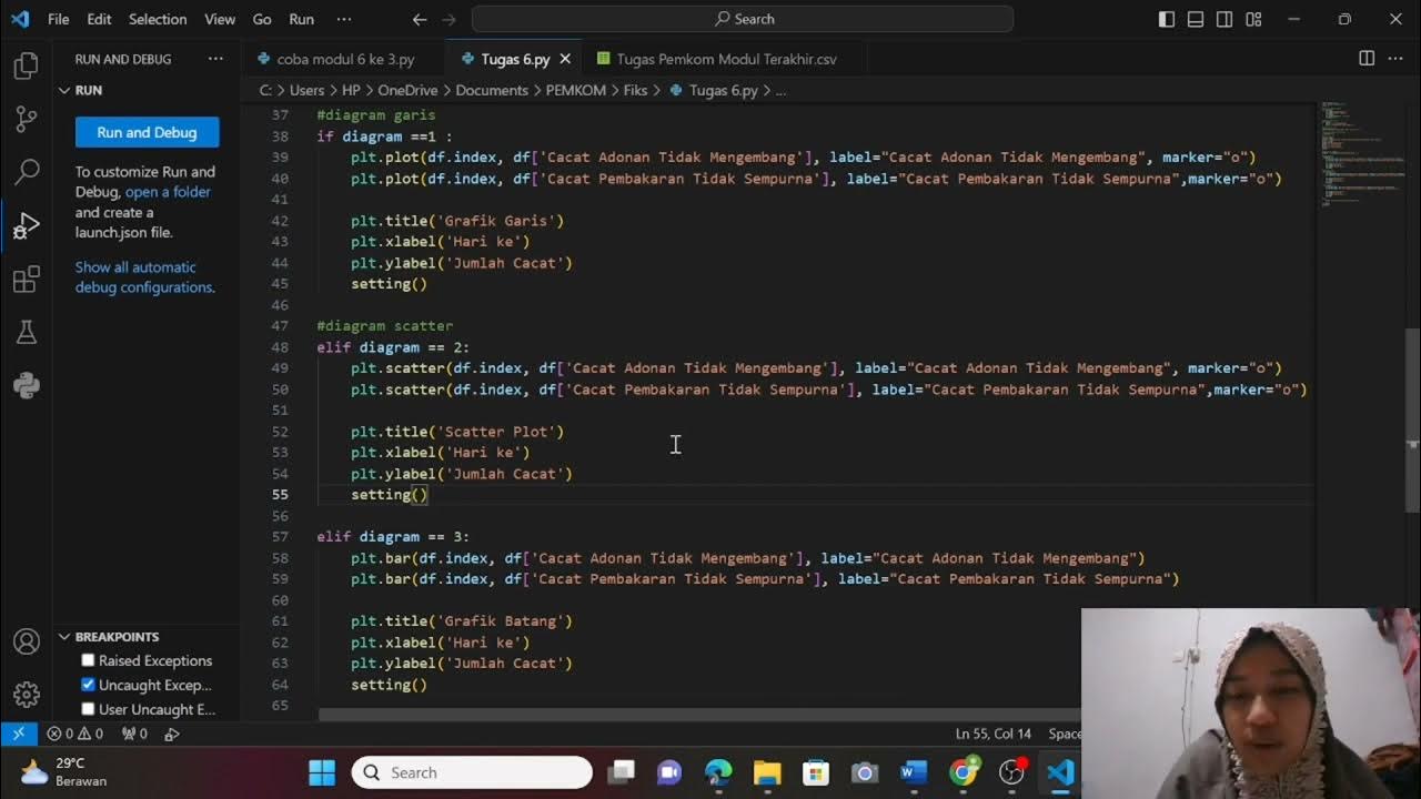 Diagram Matplotlib data Excel menggunakan software VScode - YouTube