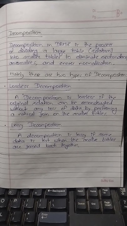 Decomposition in DBMS ( Lossless and lossy decomposition) - YouTube