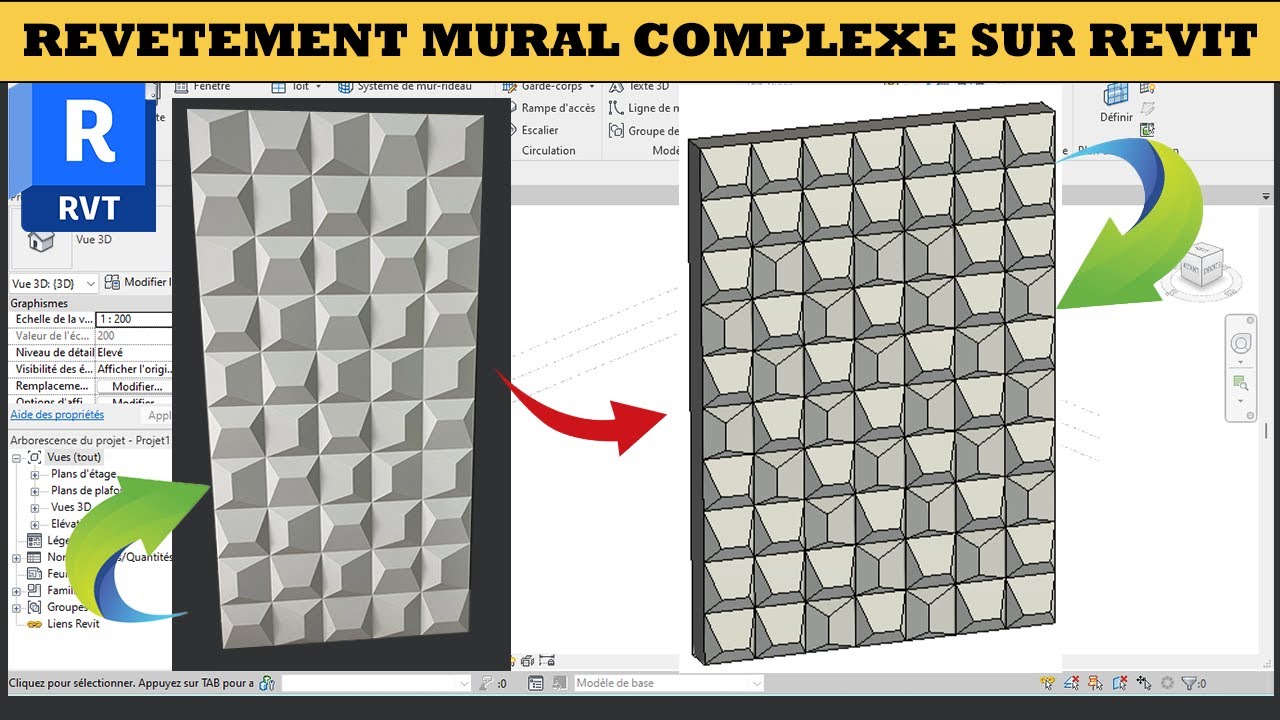 Revêtement mural complexe sur revit - YouTube