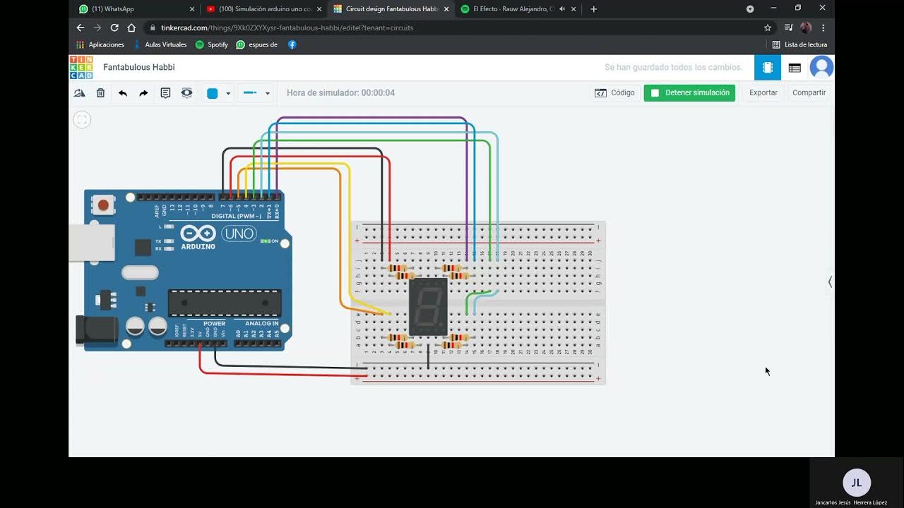 Simulación arduino uno con desplay de 7 segmentos - YouTube