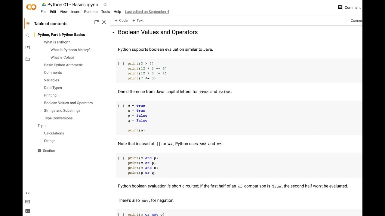 Cs1520 Lecture02a Python Basics In Colab Data Types Arithmetic And Variables Youtube