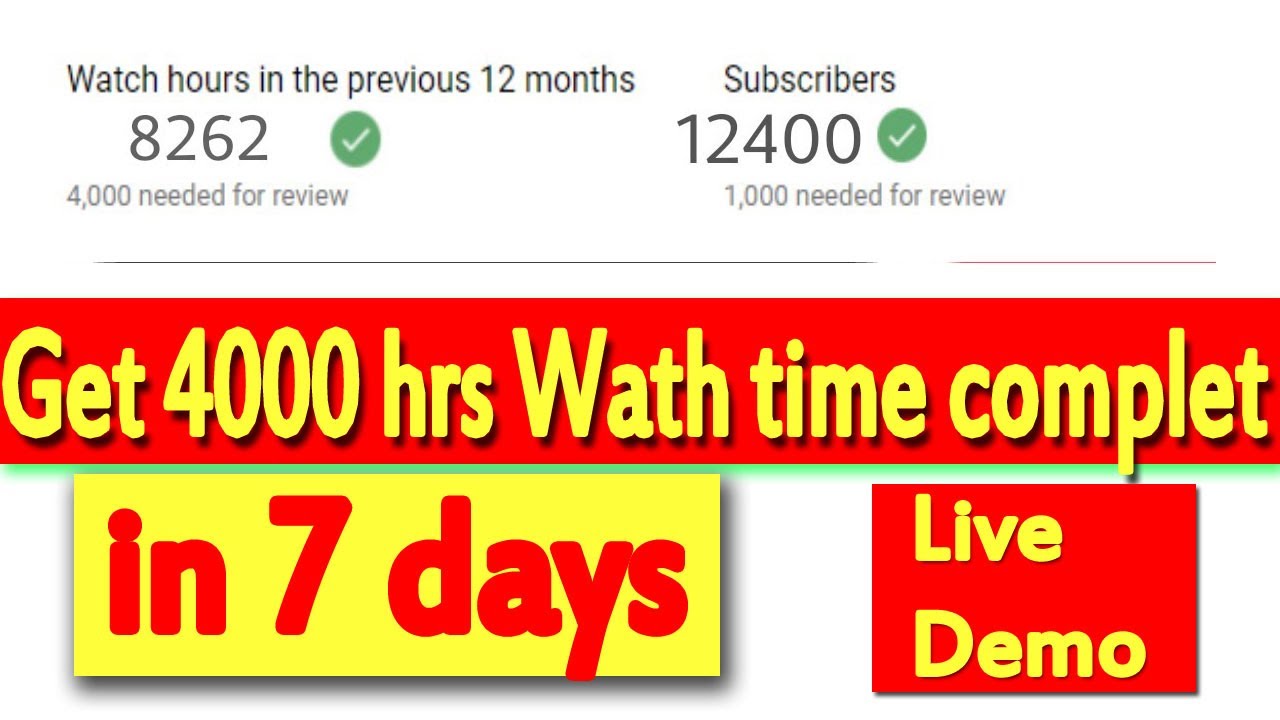 How to complete 4000 hours watch time and 1000 subscribers | 4000 hour ...