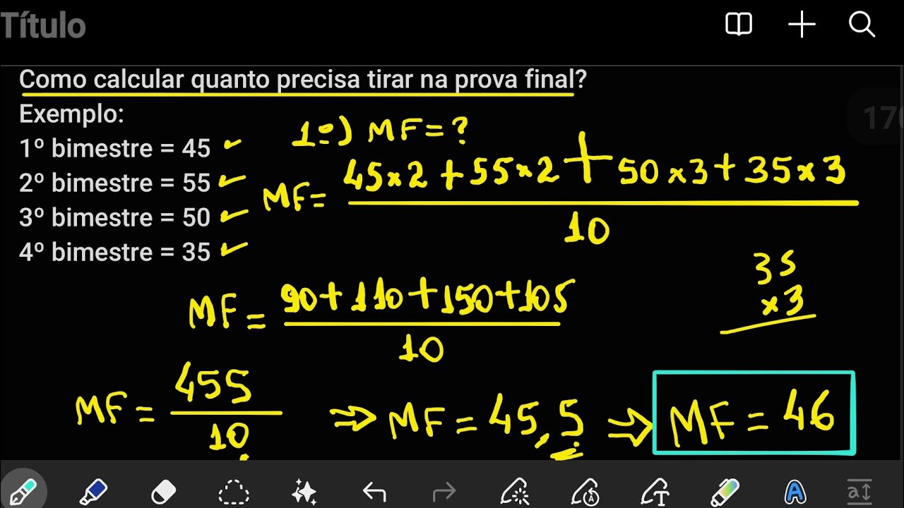 Como calcular a nota que precisa tirar na prova final? - YouTube
