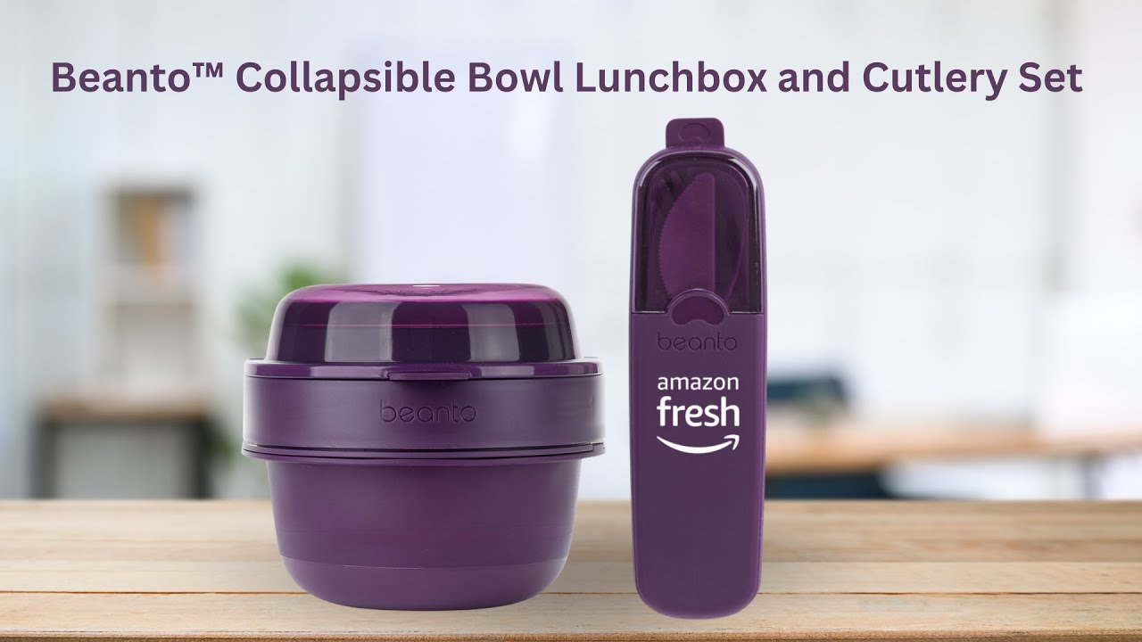Beanto™ Collapsible Bowl Lunchbox and Cutlery Set - YouTube