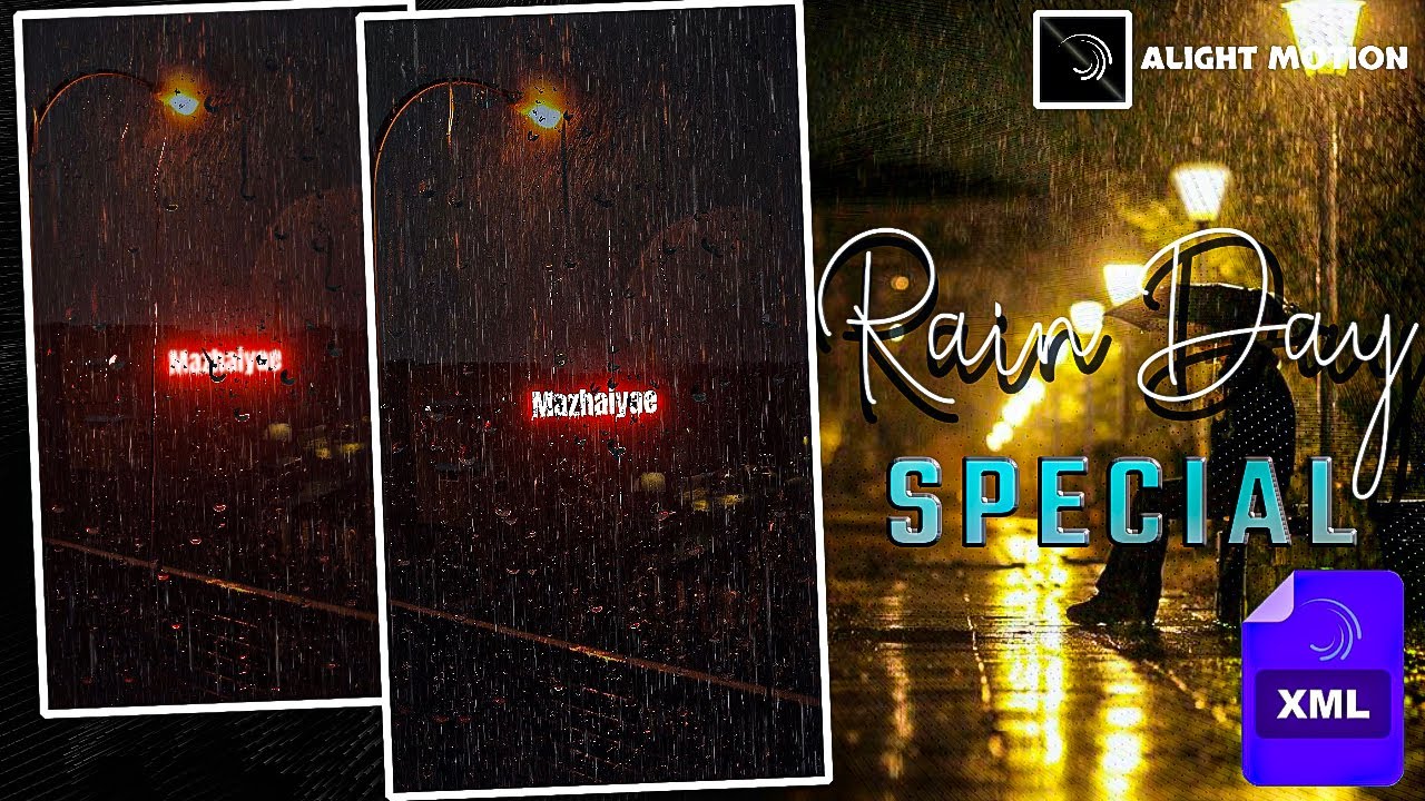 ☔Rain Day Special ⛈️| Rain + Rain Drops + Glow Effect | Lyrics Tutorial ...