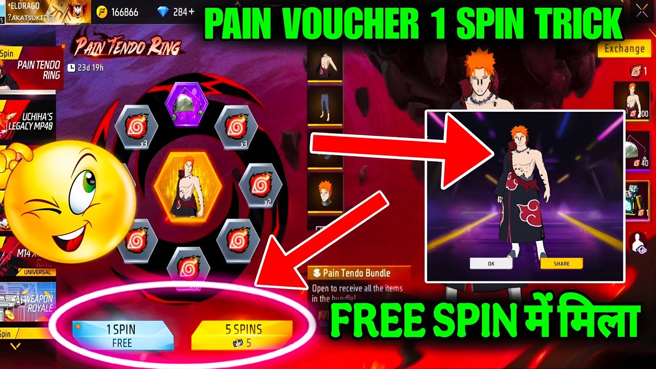PAIN TENDO RING FREE FIRE || FREE SPIN MEIN PAIN BUNDLE KAISE MILEGA ...
