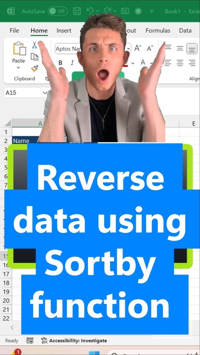 Reverse data using sortby function in Excel #excel #spreadsheetmagic #microsoftoffice - YouTube
