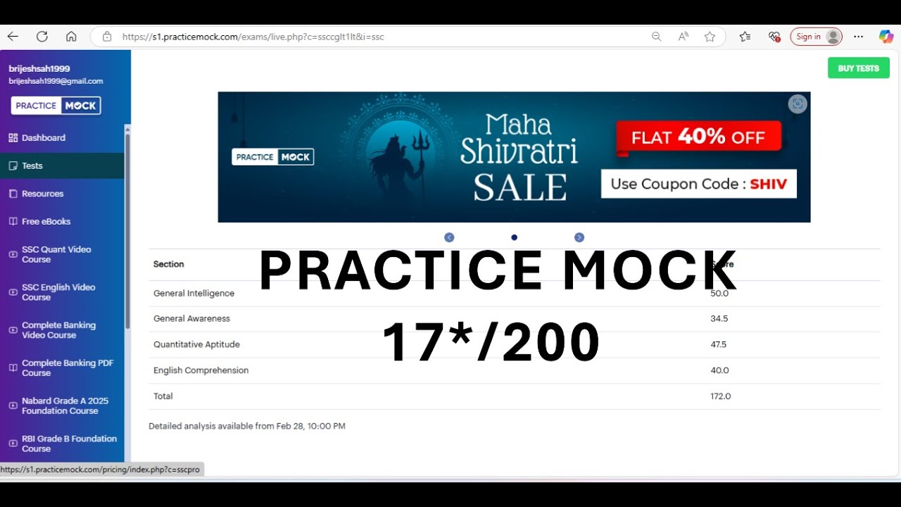 PRECTICE MOCK SSC CGL LIVE MOCK 27-28 FEB 2025 | LIVE MOCK TODAY # ...