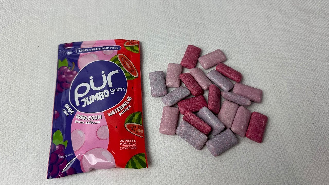 PUR Jumbo Gum - Aspartame Free Chewing Gum - 3 Flavors - YouTube