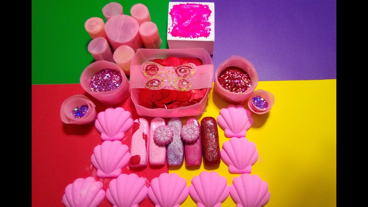 ASMR Soap boxes with glitter ,clay cracking, Chalk crushing & baking ...