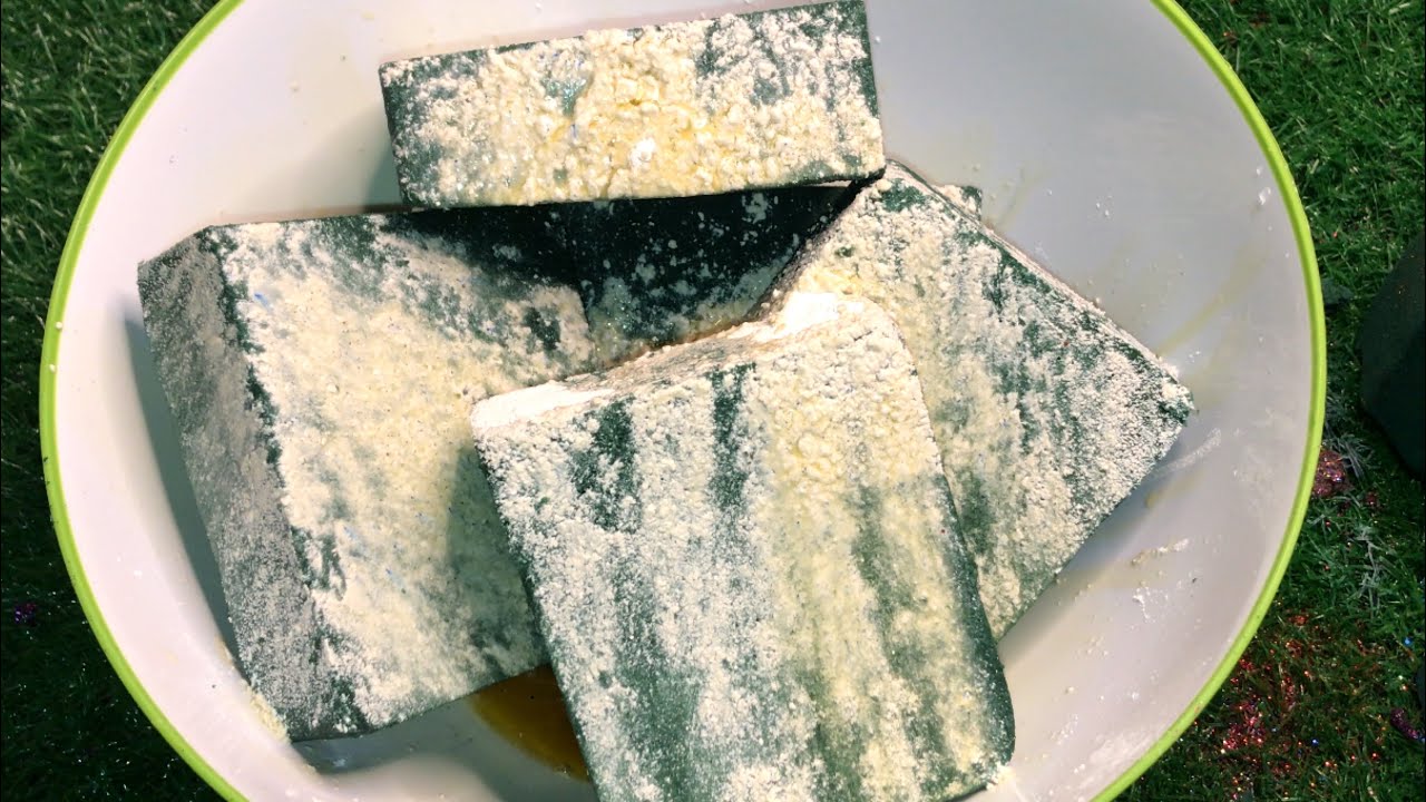 CRUSHING DAMP FOAM IN PINE-O-PINE & AJAX POWDER - YouTube