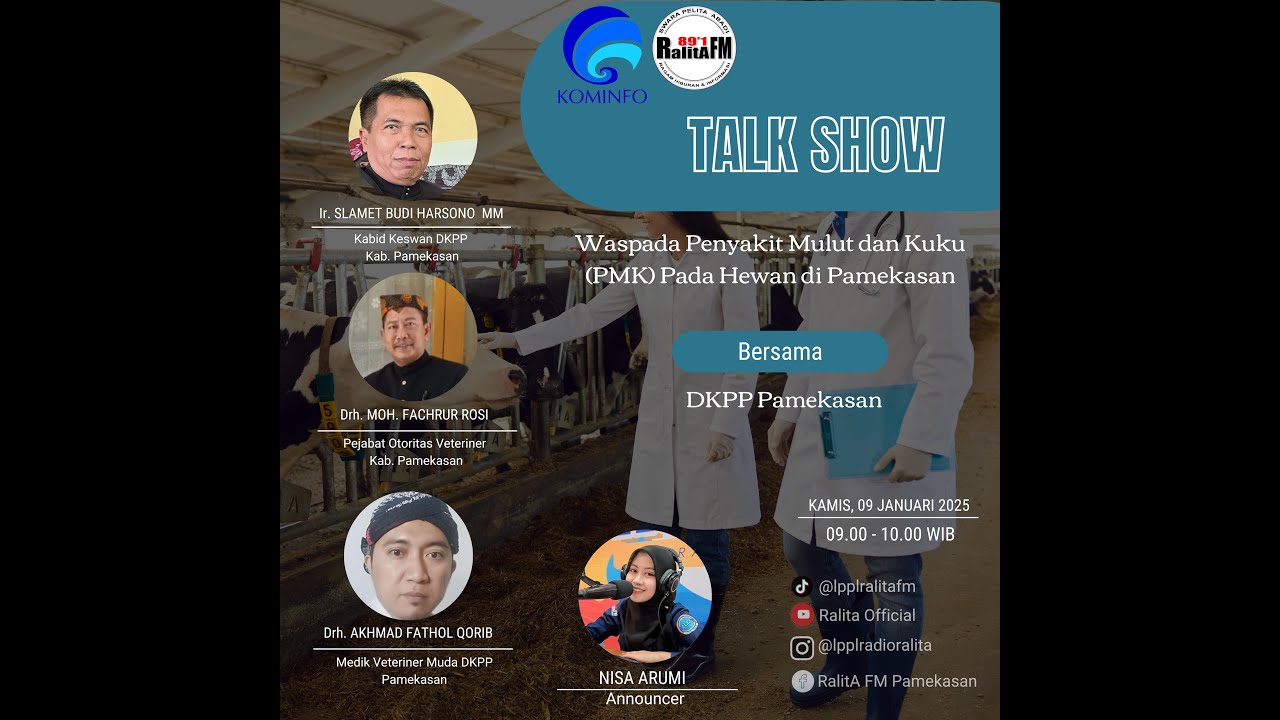 TALK SHOW || WASPADA PENYAKIT MULUT DAN KUKU (PMK) PADA HEWAN DI PAMEKASAN || DKPP PAMEKASAN ...