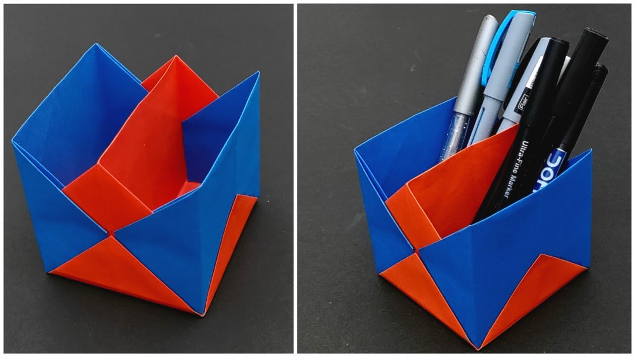 Comment faire un porte-stylo en papier || Porte-stylo en papier ...