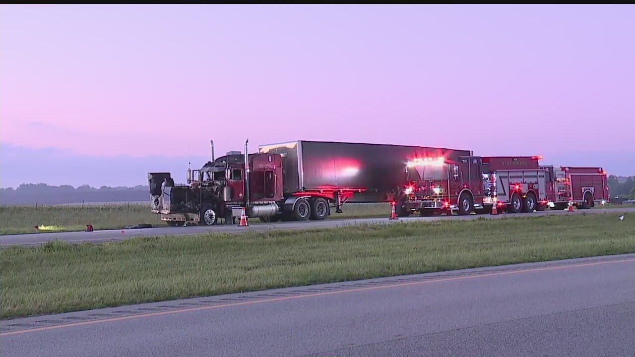 Part of Route 11 closed due to truck fire - YouTube