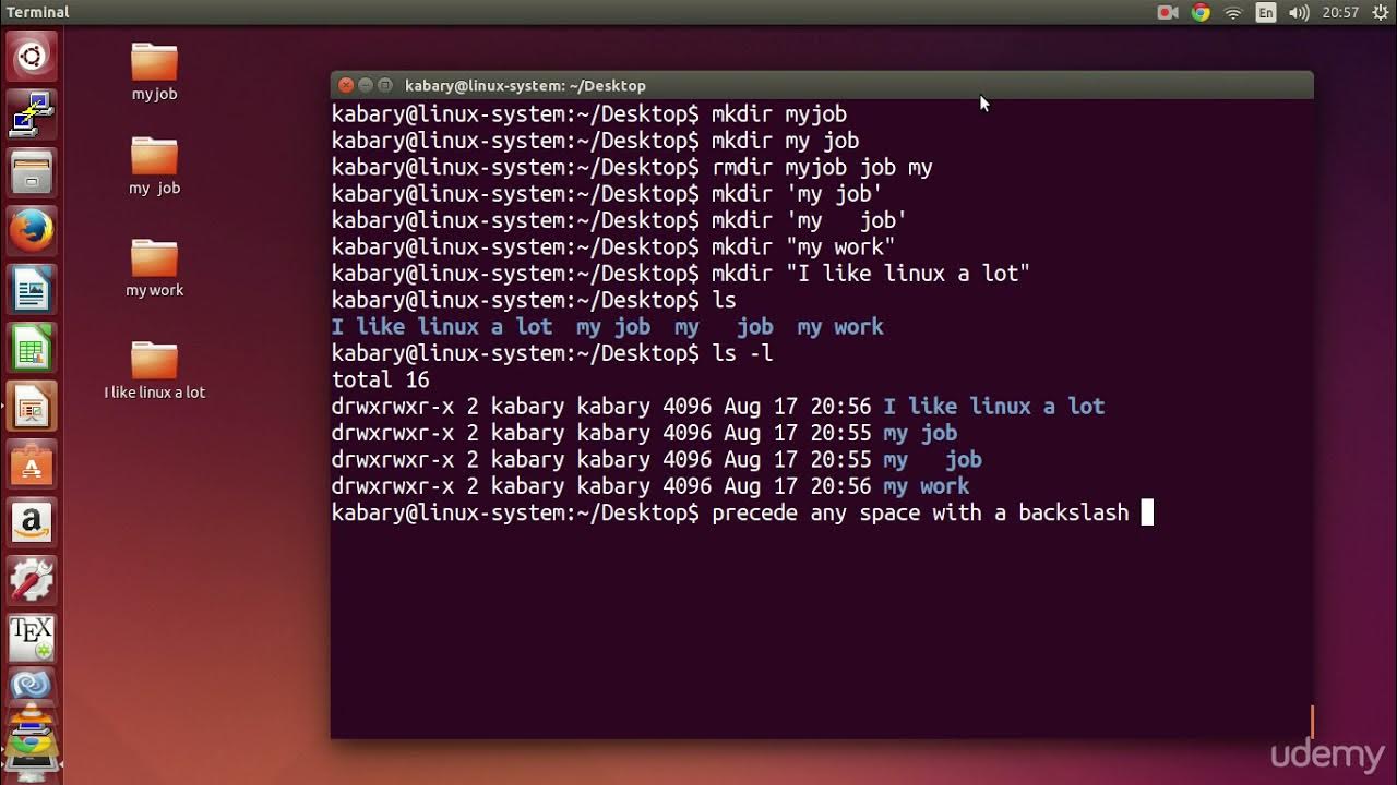 Linux Command Line Basics - Filenames and spaces - YouTube