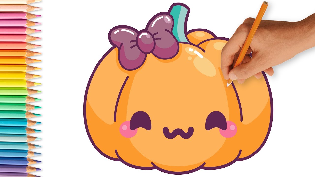 CÓMO DIBUJAR una CALABAZA DE HALLOWEEN FÁCIL 🎃 Dibujos Kawaii | Dibujos ...