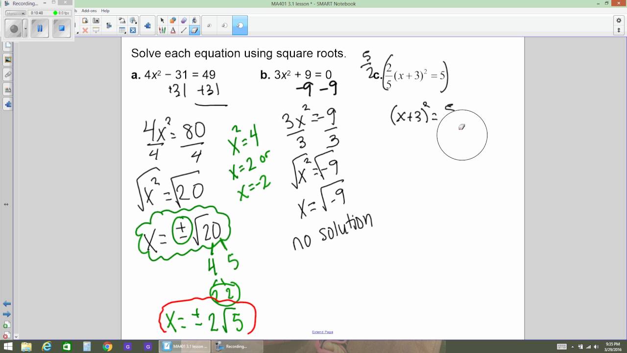 3.1 solving quadratic equations - YouTube