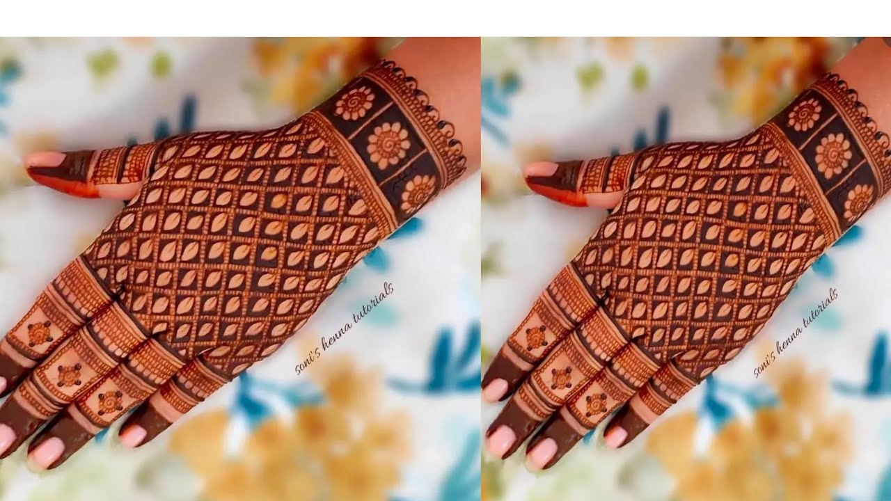 Latest Check pattern mehndi design | Full Hand Mehndi design | Mehndi ...