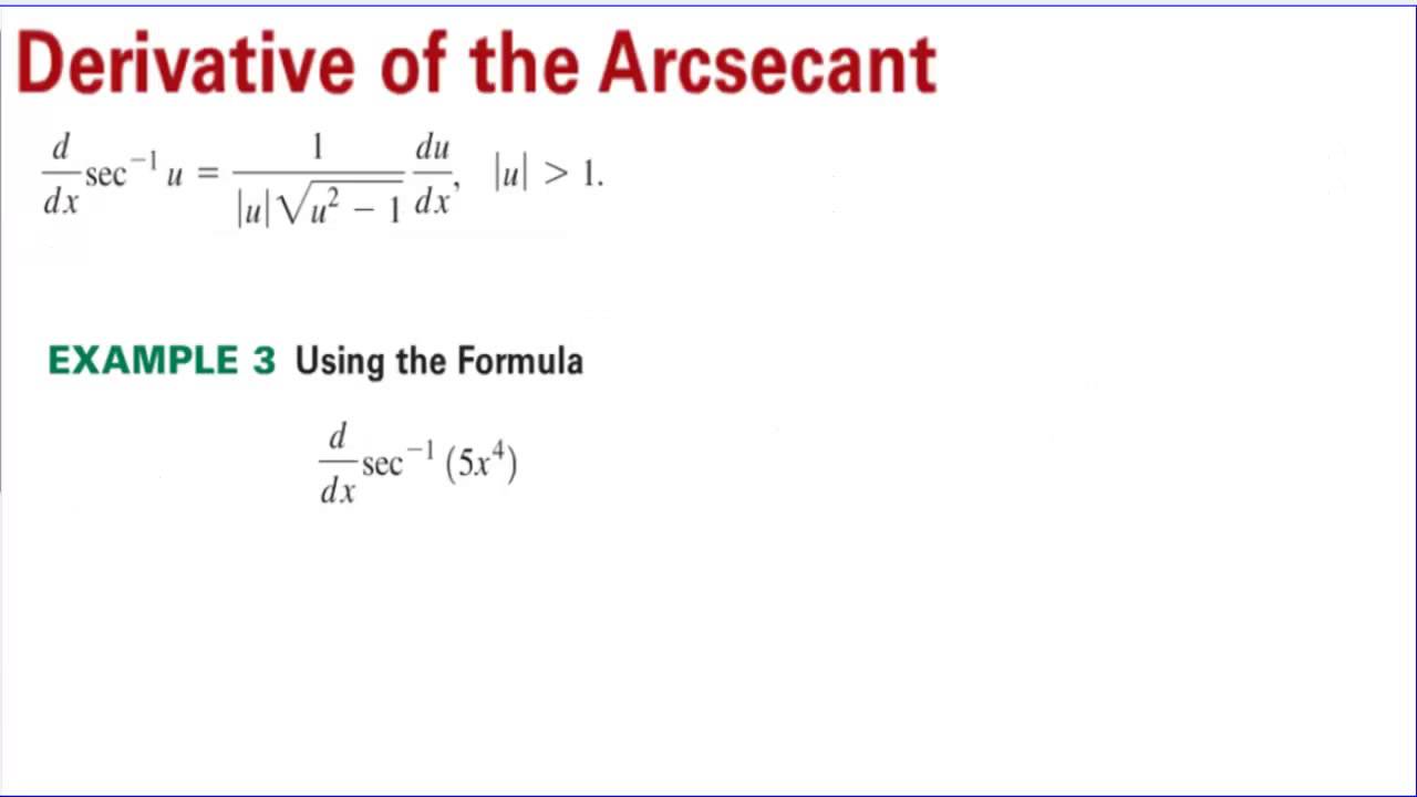 AP Calculus Section 4.3 Derivatives of Inverse Trig Functions - YouTube