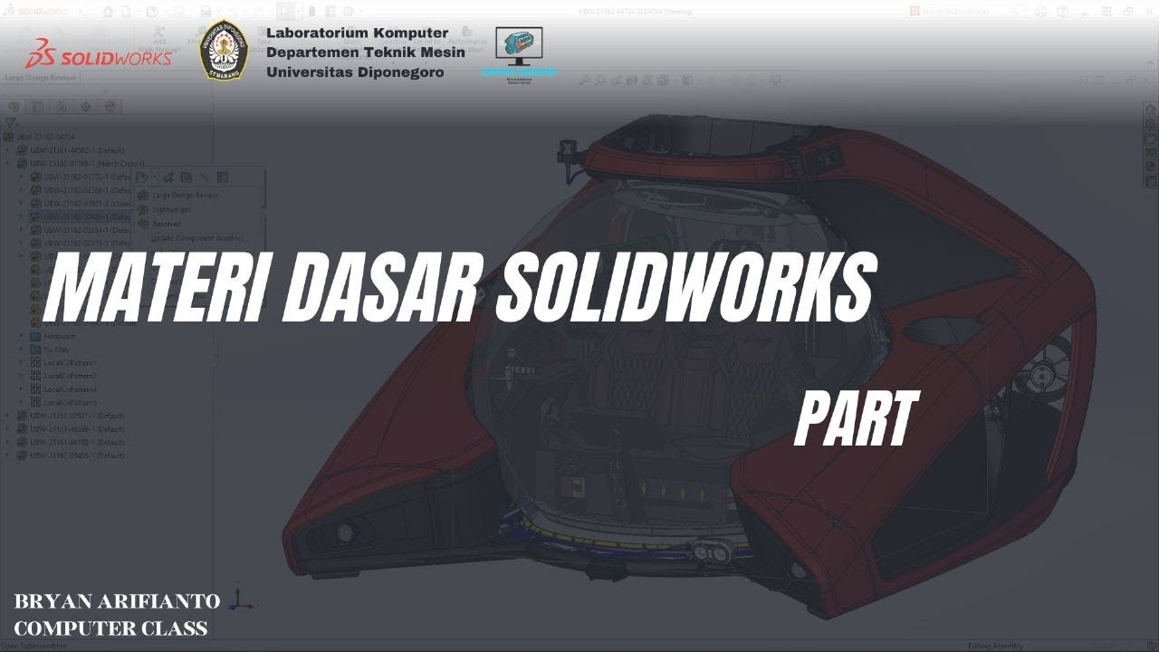 PART BAGIAN 2_Swept Boss/Cut, Lofted Boss/Cut, Fillet dan Chamfer - YouTube