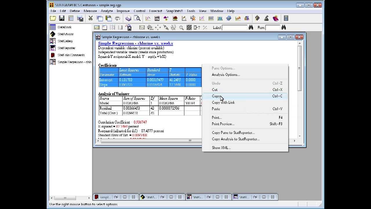 Statgraphics Moving Tables - YouTube