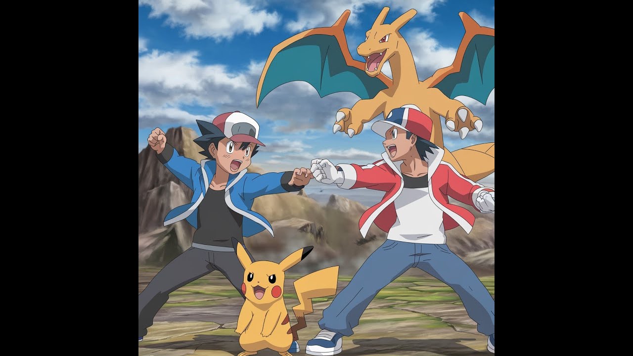 Ash vs Red pokemon showdown - YouTube