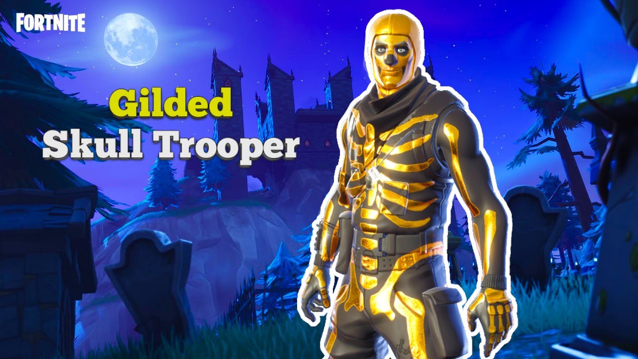 *NEW* GILDED SKULL TROOPER SKIN GAMEPLAY - FORTNITE SKULL SQUAD SET ...