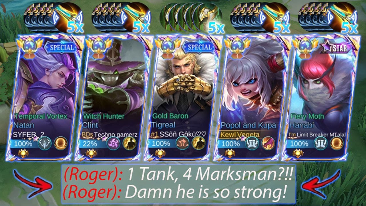 1 Tank 4 Marksman in one Team | Best Ranked Match Ever | MLBB - YouTube