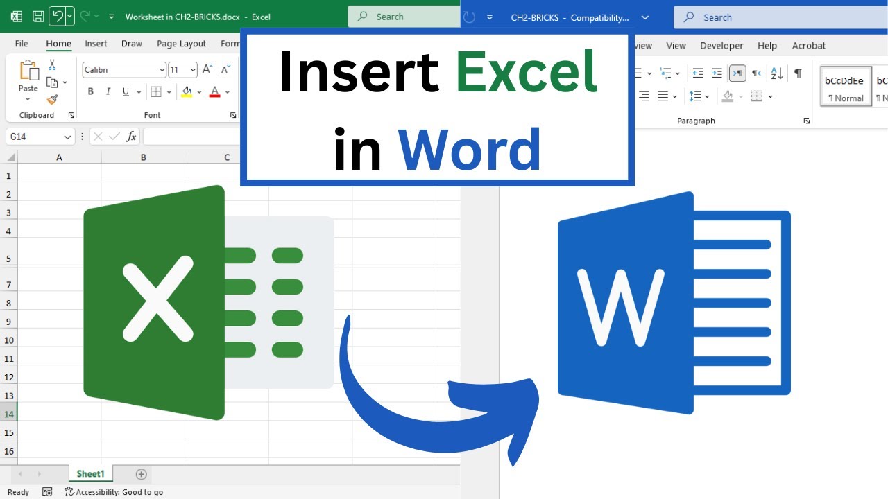 How to Insert an Excel Spreadsheet into Microsoft Word - YouTube