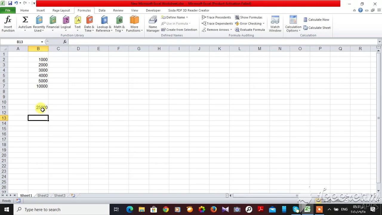Formulas Menu - Excel - 2 - YouTube