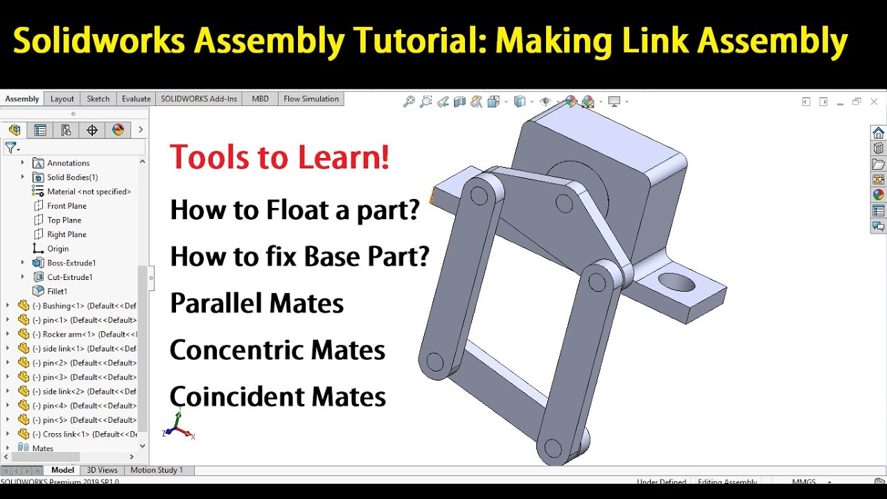 Solidworks assembly tutorials| Using assembly mates| Link assembly ...