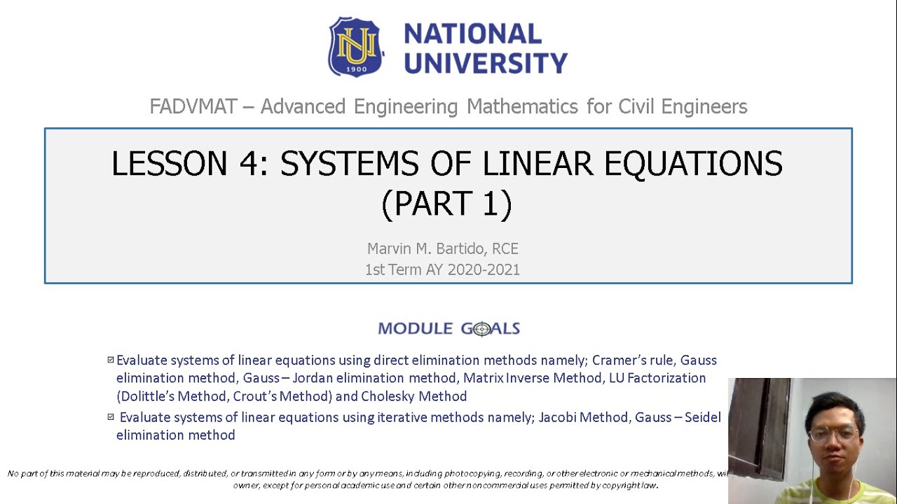 Advanced Mathematics - Systems of Linear Equations (Part 1) - YouTube